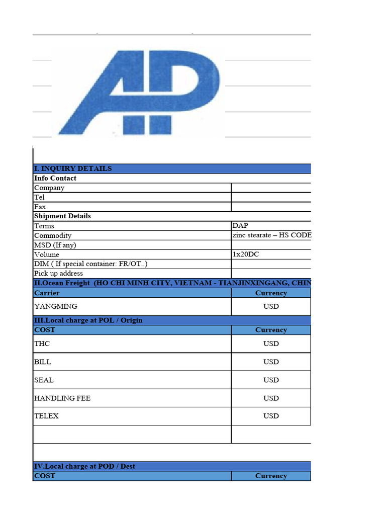 Quotation - AP LOGS | PDF | Cargo | United States Dollar