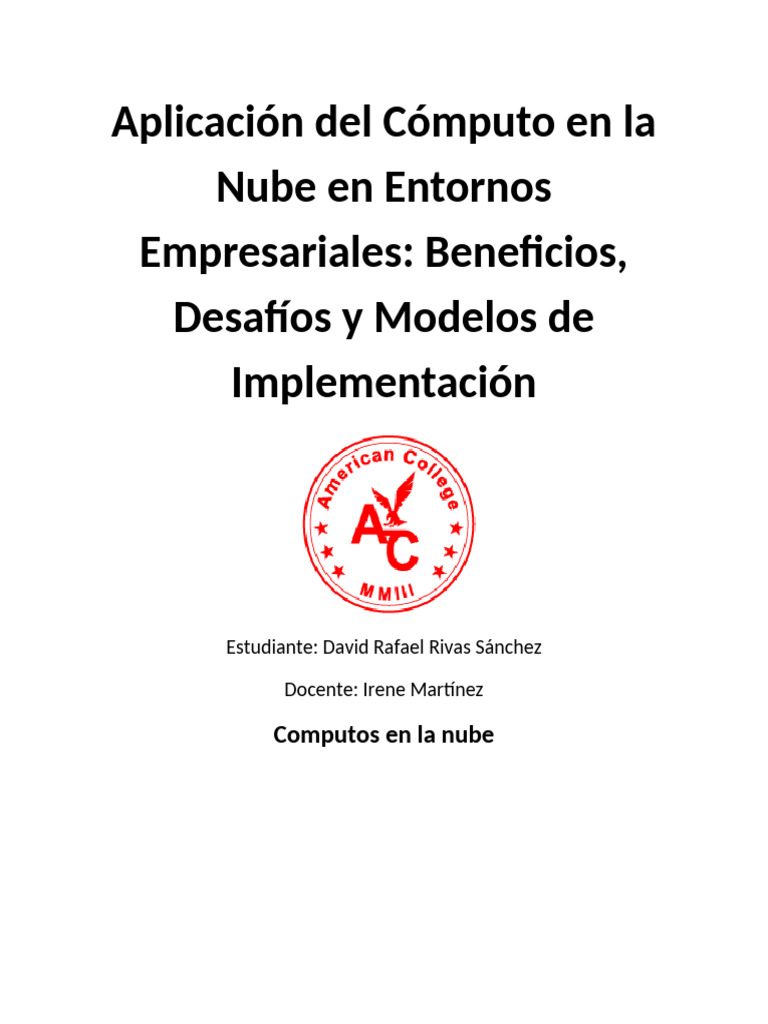 Aplicación Del Cómputo en La Nube en Entornos Empresariales | PDF ...