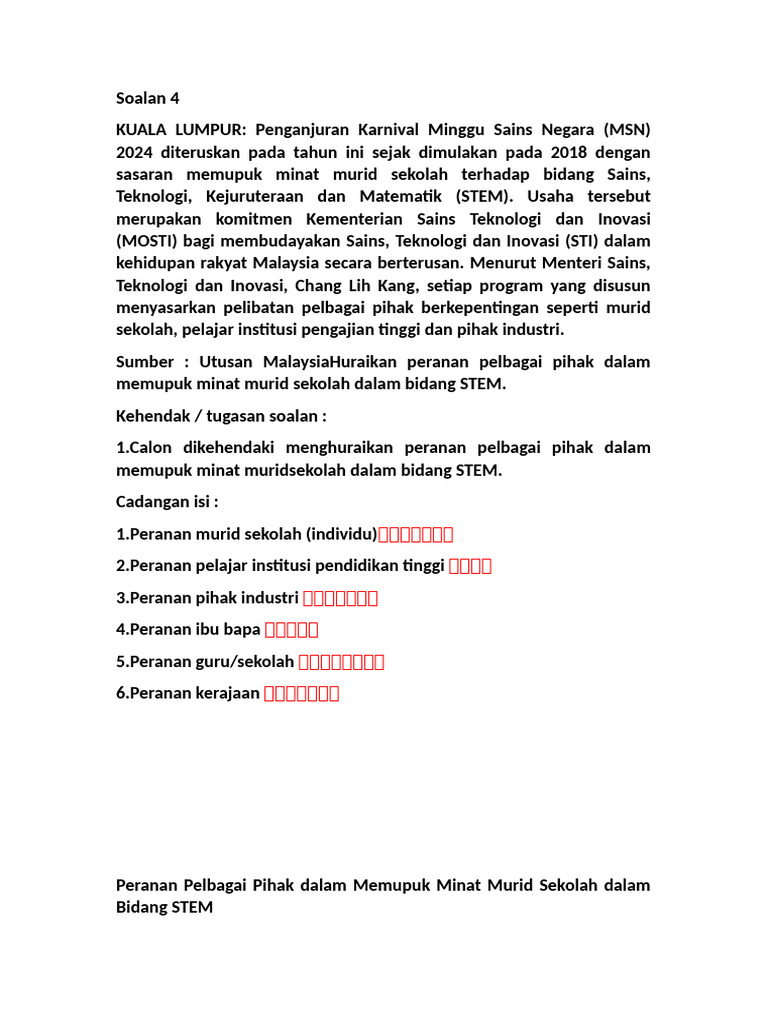 Huraikan Peranan Pelbagai Pihak Dalam Memupuk Minat Murid Sekolah Dalam ...