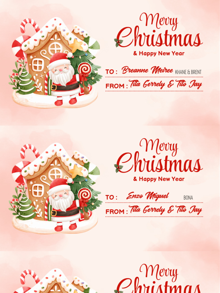 Red Watercolor Merry Christmas Gift Tag | PDF