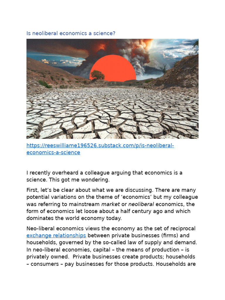 Is Neoliberal Economics a Science? | PDF | Economics | Market (Economics)