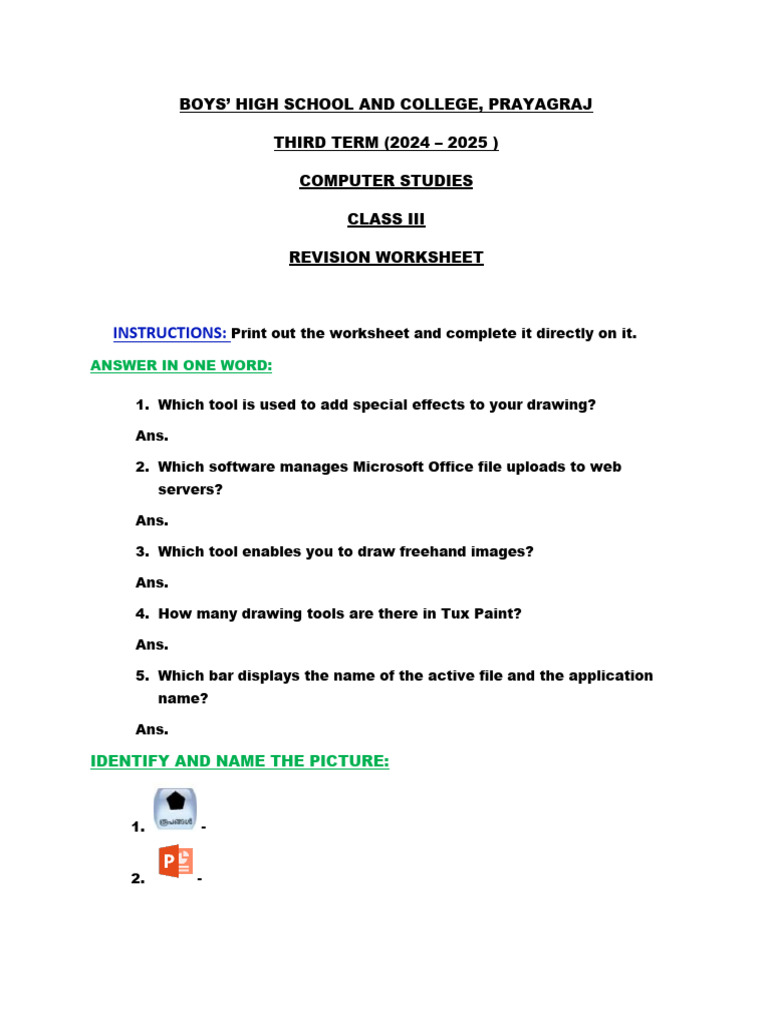 Class III Computer Studies Worksheet | PDF | Computing Platforms | Software
