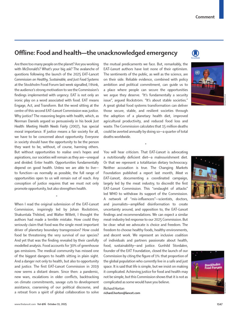 EAT-Lancet 2025: Food, Health, Justice | PDF | Diet (Nutrition) | Diet ...