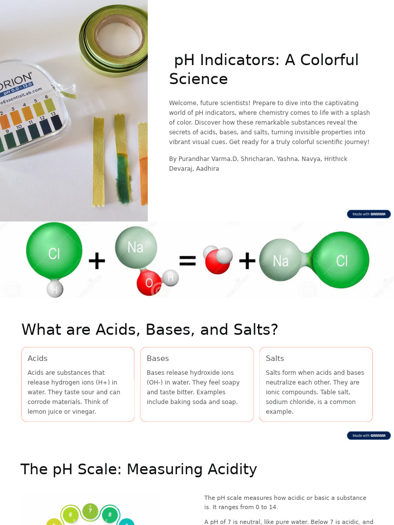 PH Indicators A Colorful Science | PDF | Ph | Salt (Chemistry)