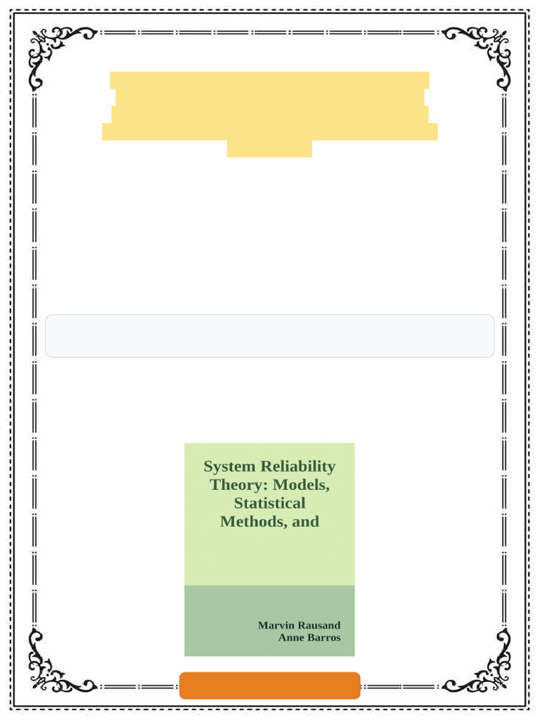 System Reliability Theory Models Statistical Methods and Applications ...