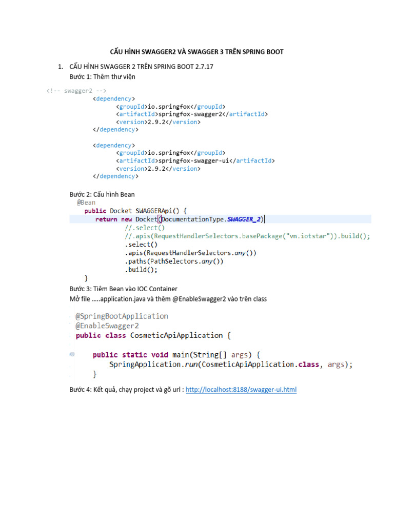 Cấu Hình Swagger2 Và Swagger 3 Trên Spring Boot | PDF