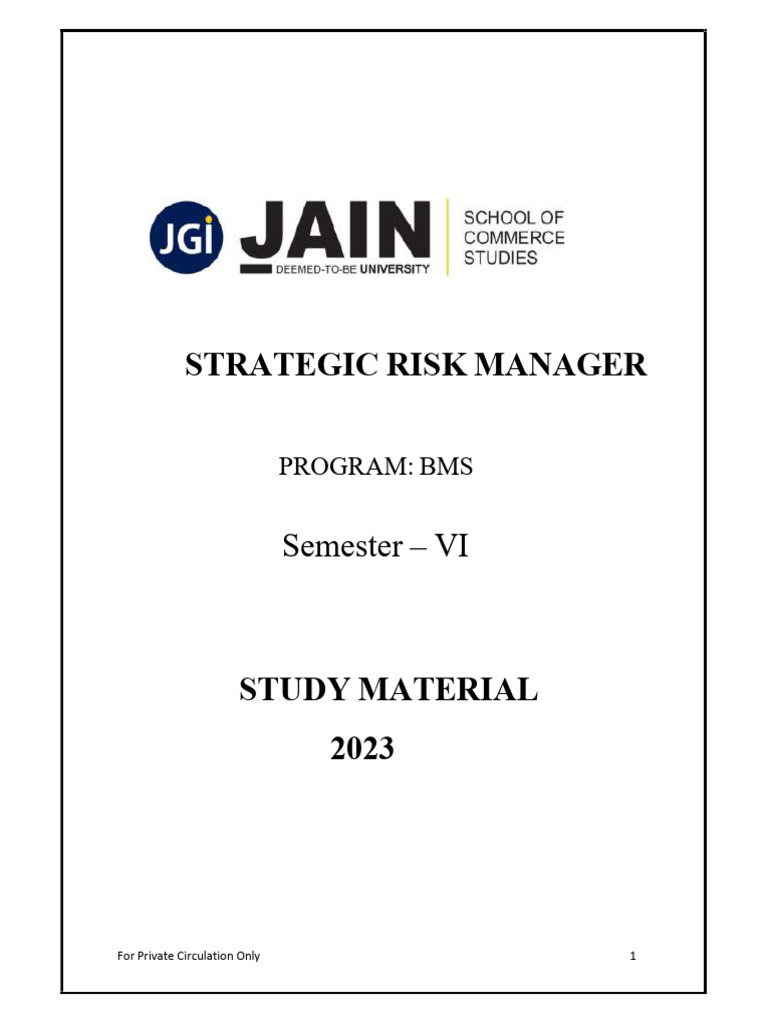 Strategic Risk Management Study Material | PDF | Financial Risk | Risk