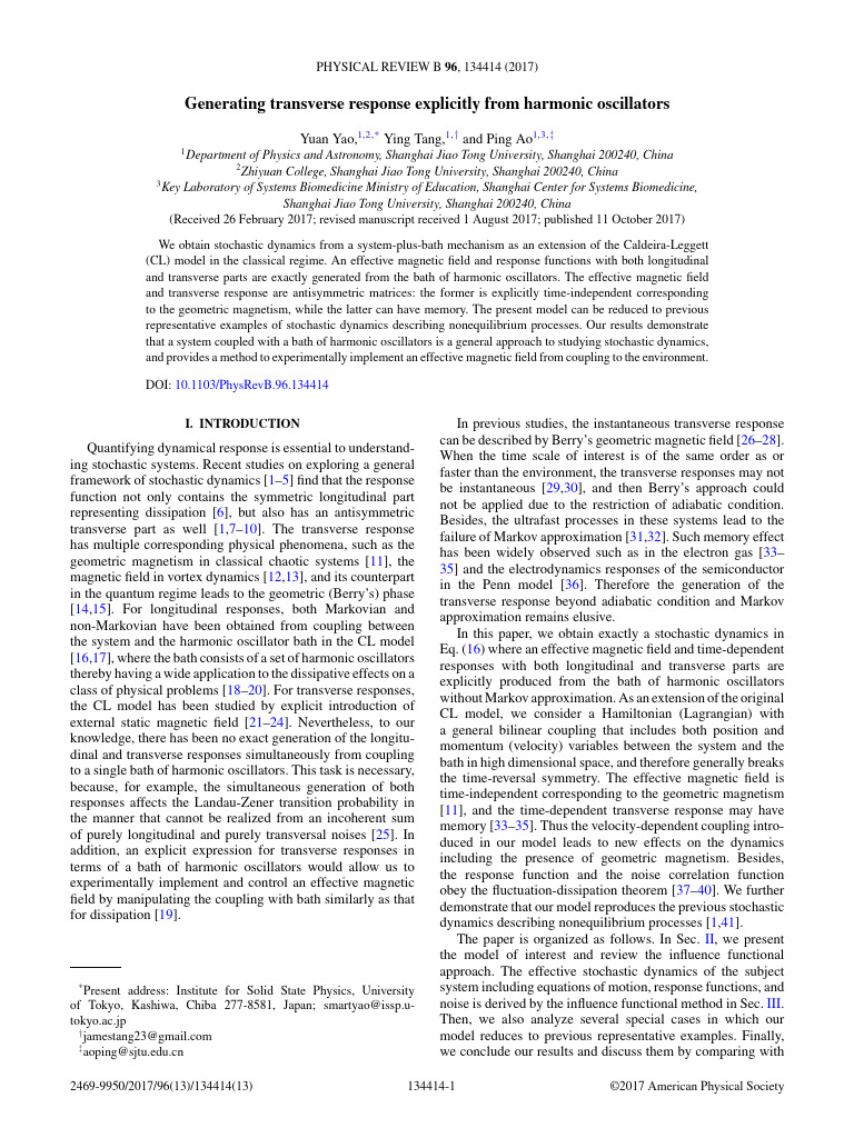 Transverse Response from Harmonic Oscillators | PDF | Lagrangian ...