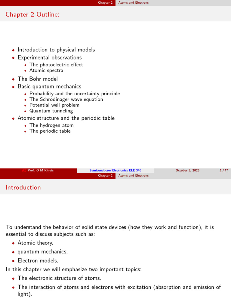 Atoms and Electrons in Quantum Mechanics | PDF | Photoelectric Effect ...