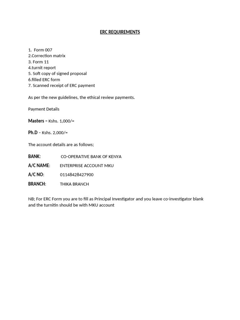 Erc Requirements | PDF