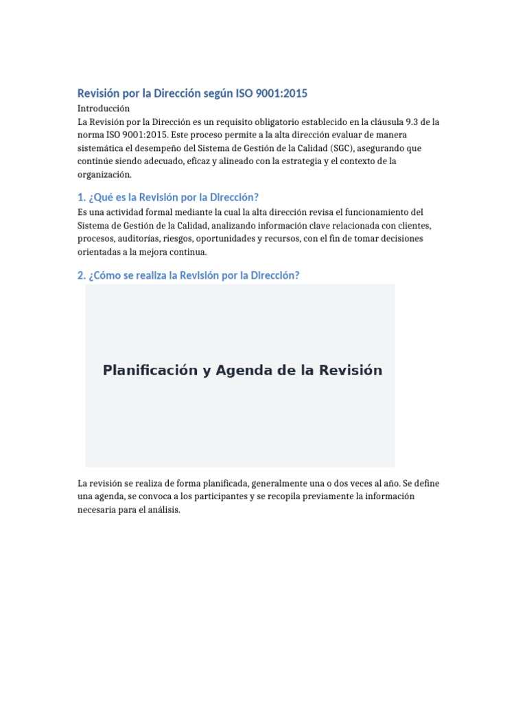 Revision Por La Direccion ISO 9001 2015 COMPLETA | PDF | Sistema de ...