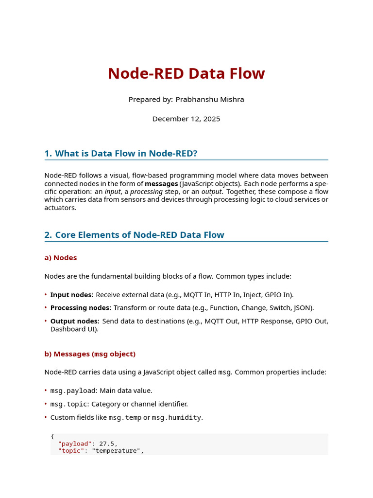 Node-RED Data Flow | PDF | Internet Of Things | Java Script