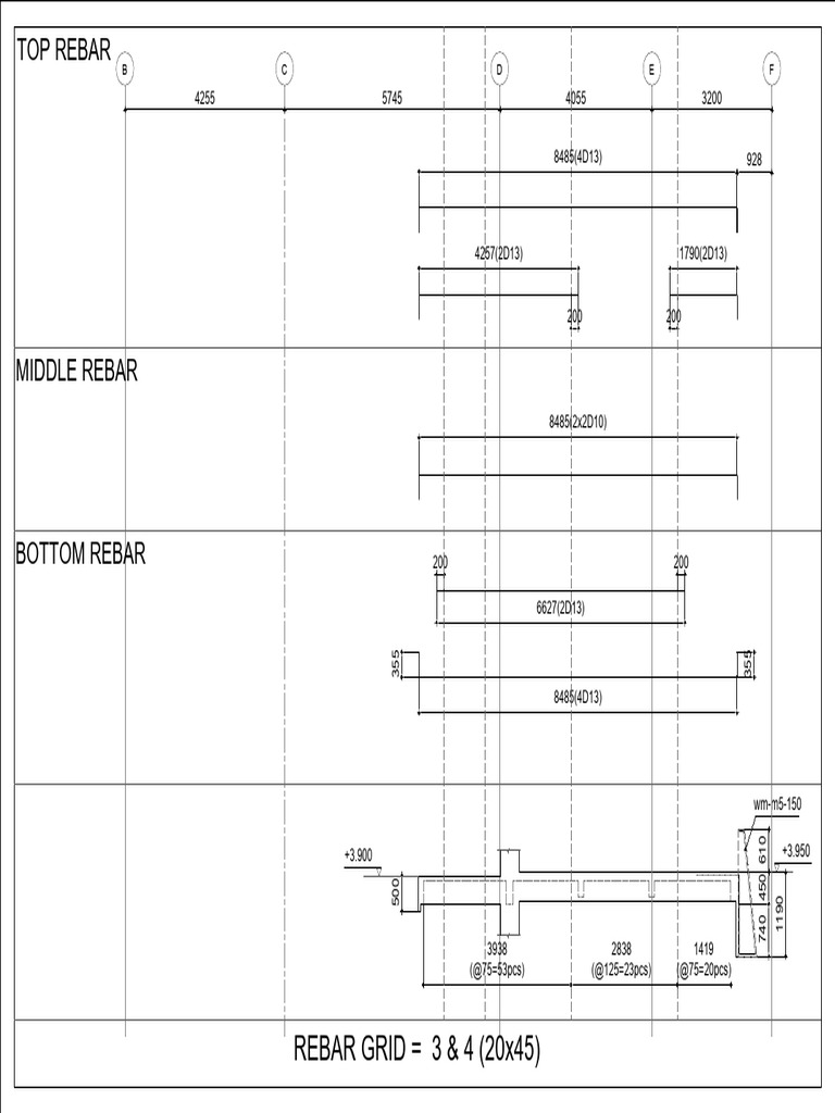 Drawing Structure Rebar Horizontal 1st Floor | PDF