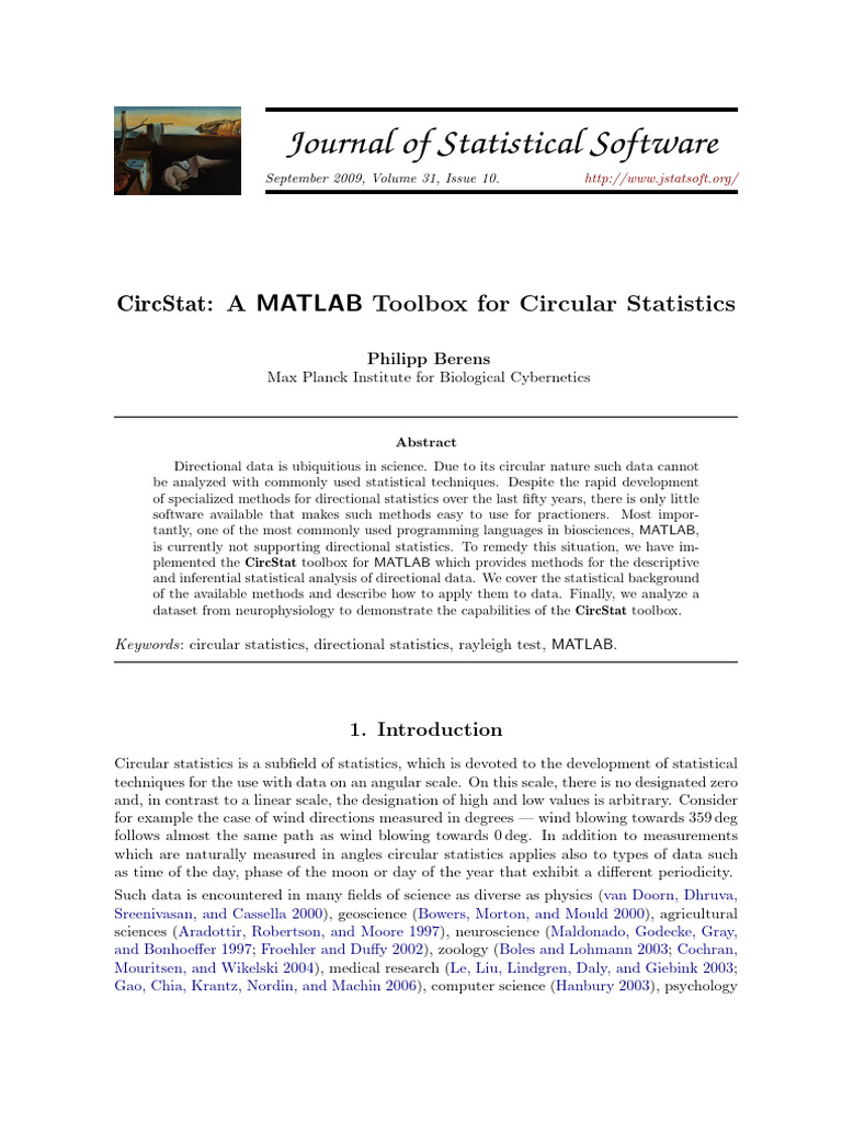 CircStat a MATLAB Toolbox for Circular Statistics | PDF | Variance ...