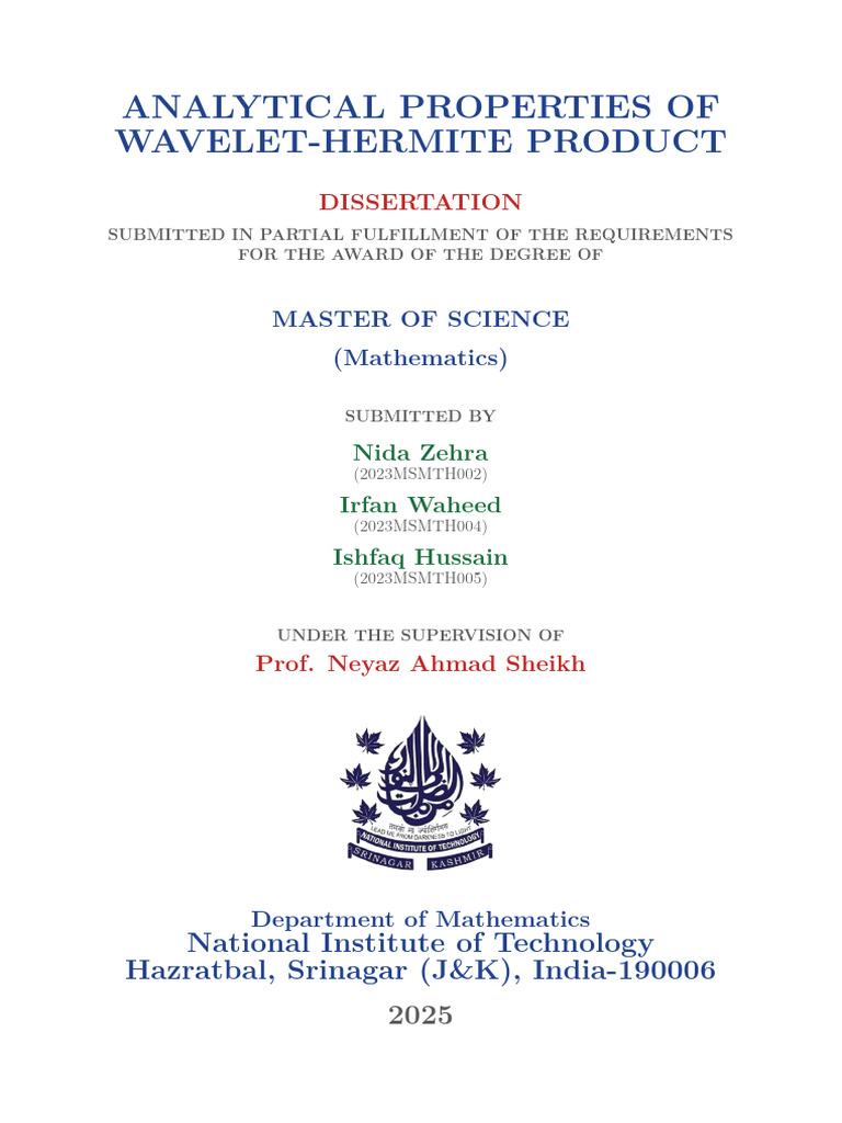 Final Dissertation | PDF | Wavelet | Applied Mathematics