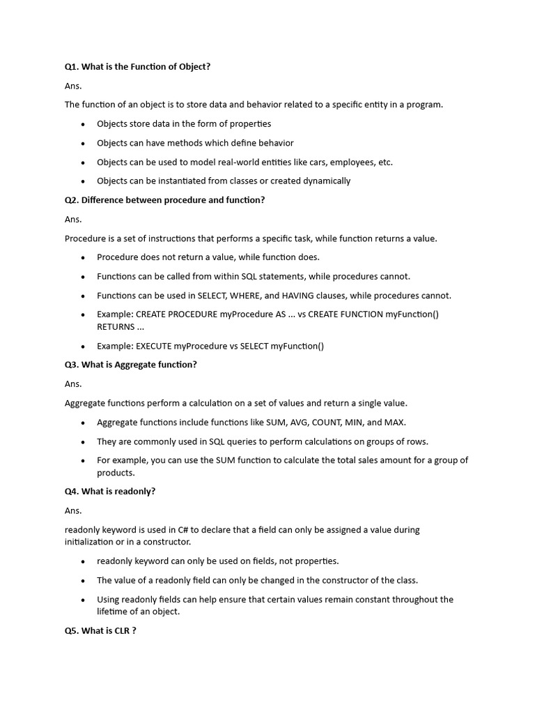 Infoys Interview Questions-old | PDF | Class (Computer Programming ...