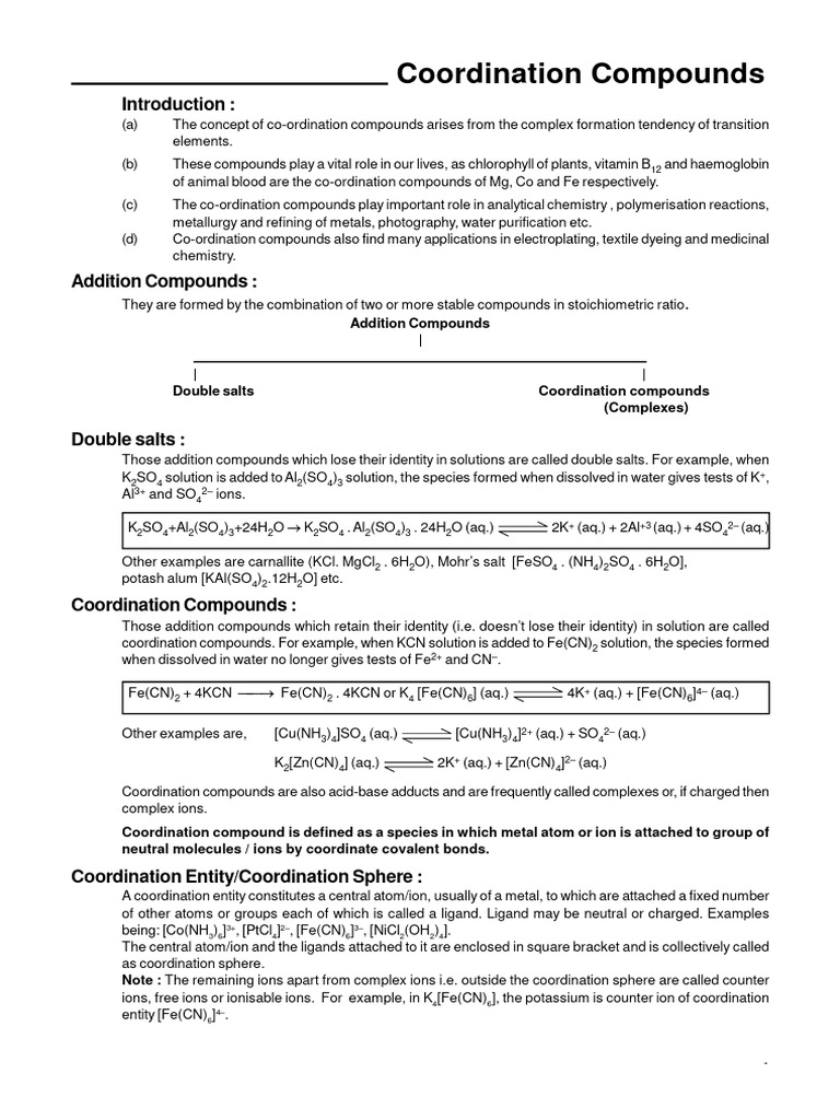 Coordination Compounds Explained | PDF | Coordination Complex | Ligand