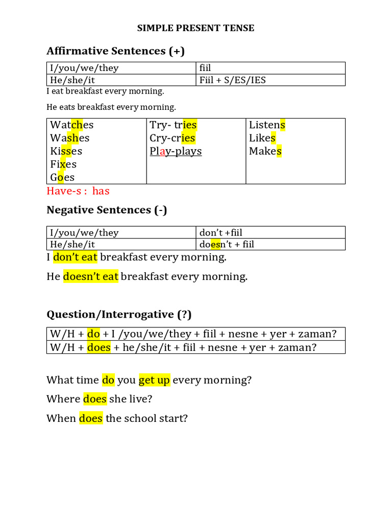 Simple Present Tense Guide | PDF