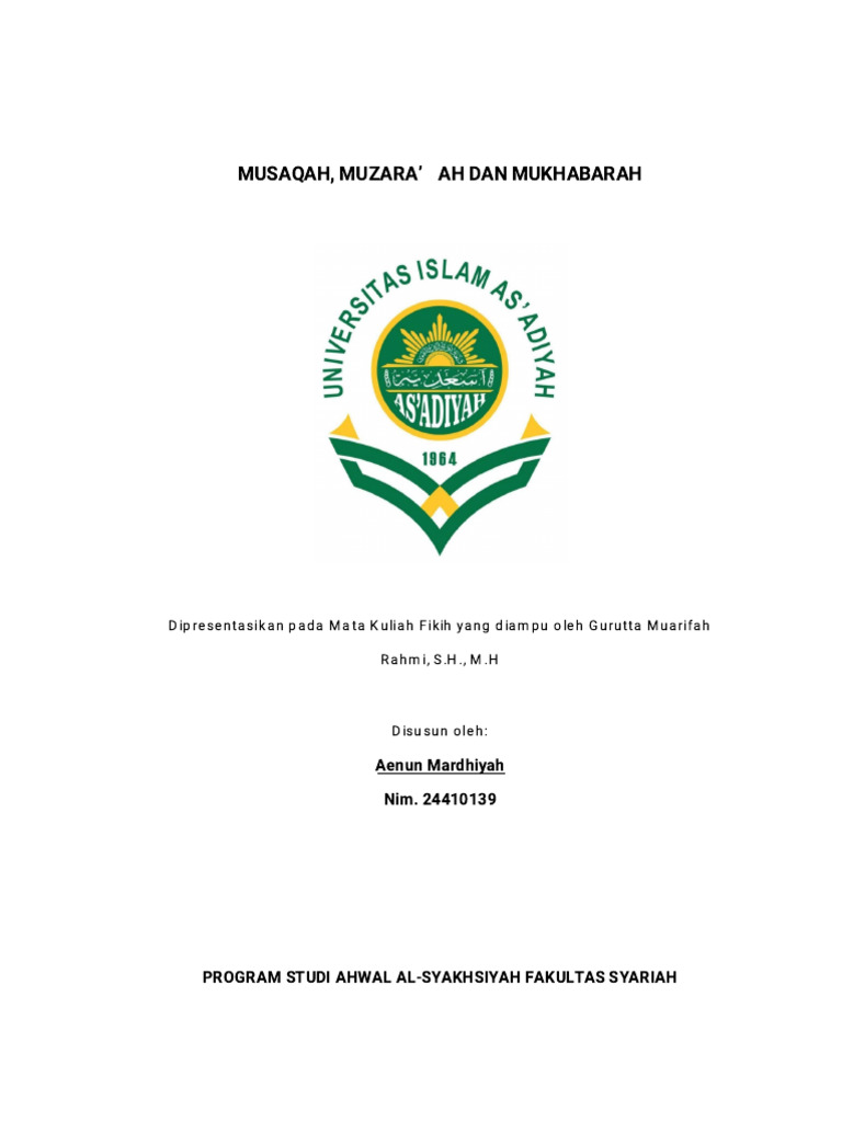 Musaqah, Muzara’ah, dan Mukhabarah dalam Fikih | PDF