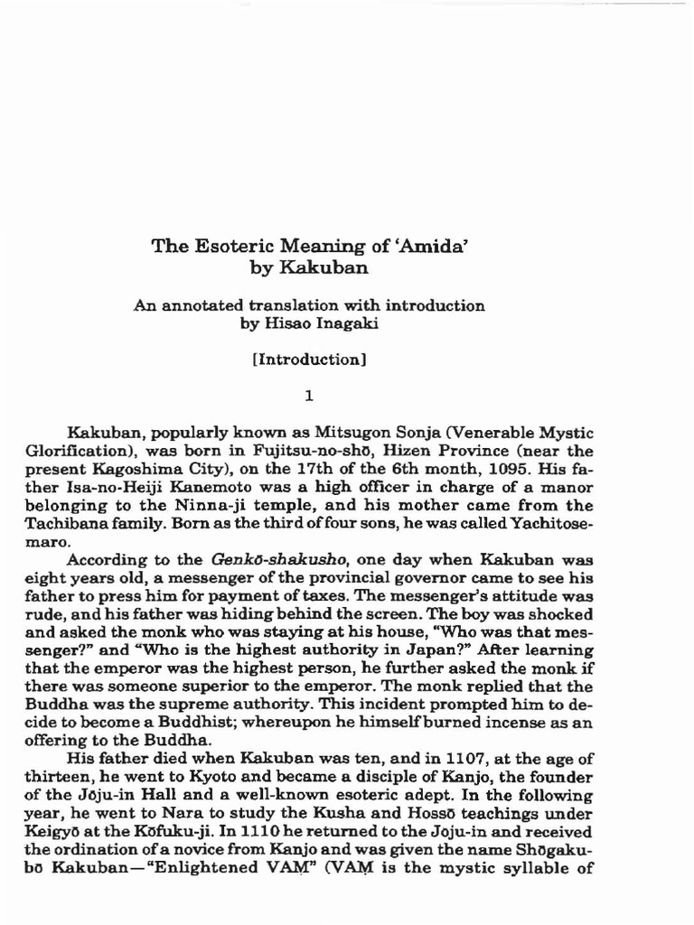 Esoteric Insights on Amida by Kakuban | PDF | Schools Of Buddhism | Nāstika