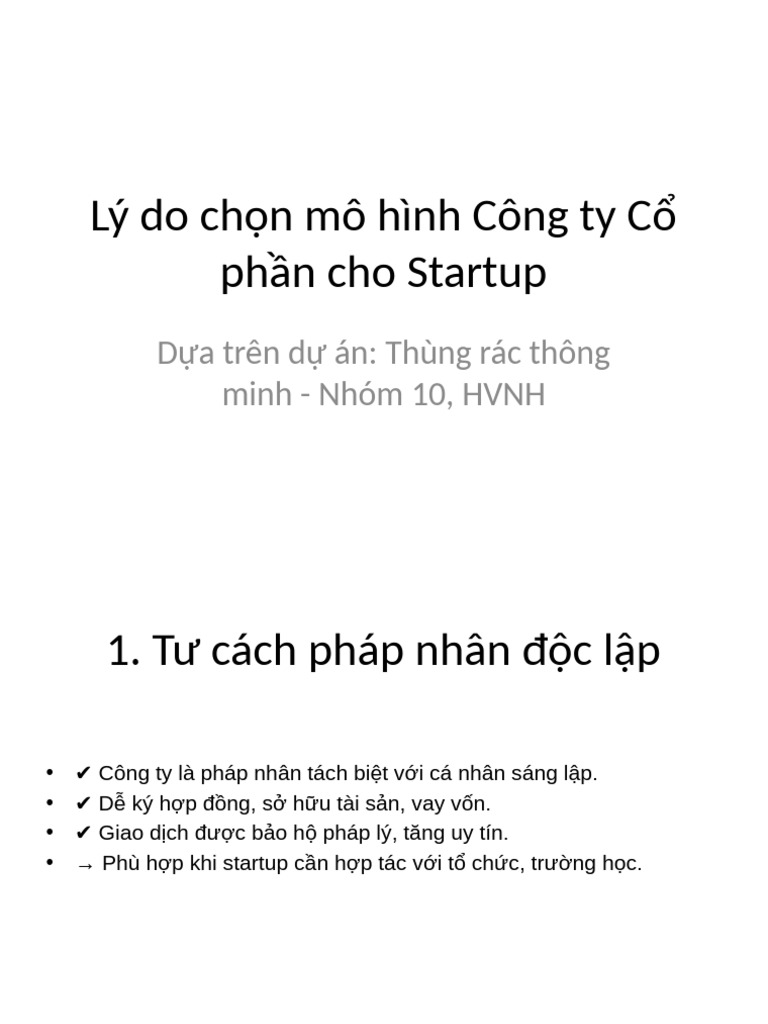 Ly Do Chon Cong Ty Co Phan Startup | PDF