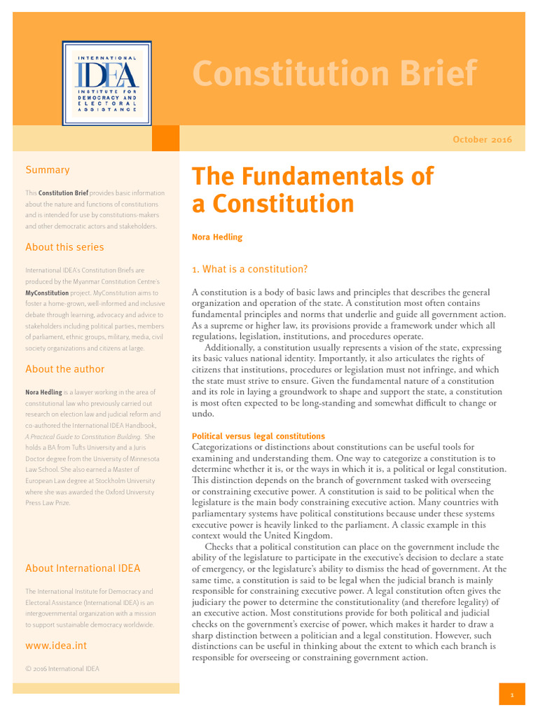 The Fundamentals of a Constitution | PDF | Constitution | International Law