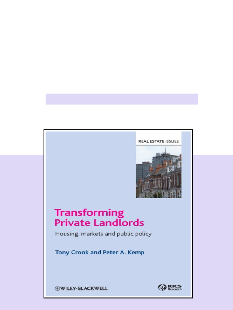 Transforming Private Landlords Housing Markets and Public Policy Real ...
