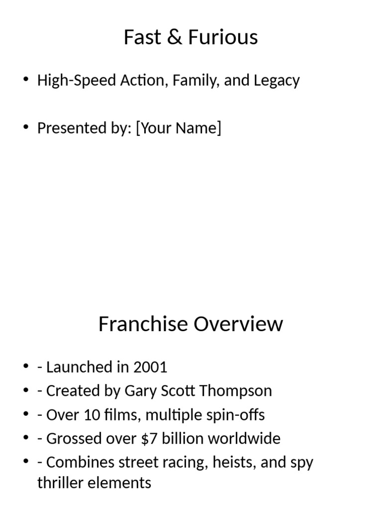 Fast & Furious Franchise Overview | PDF