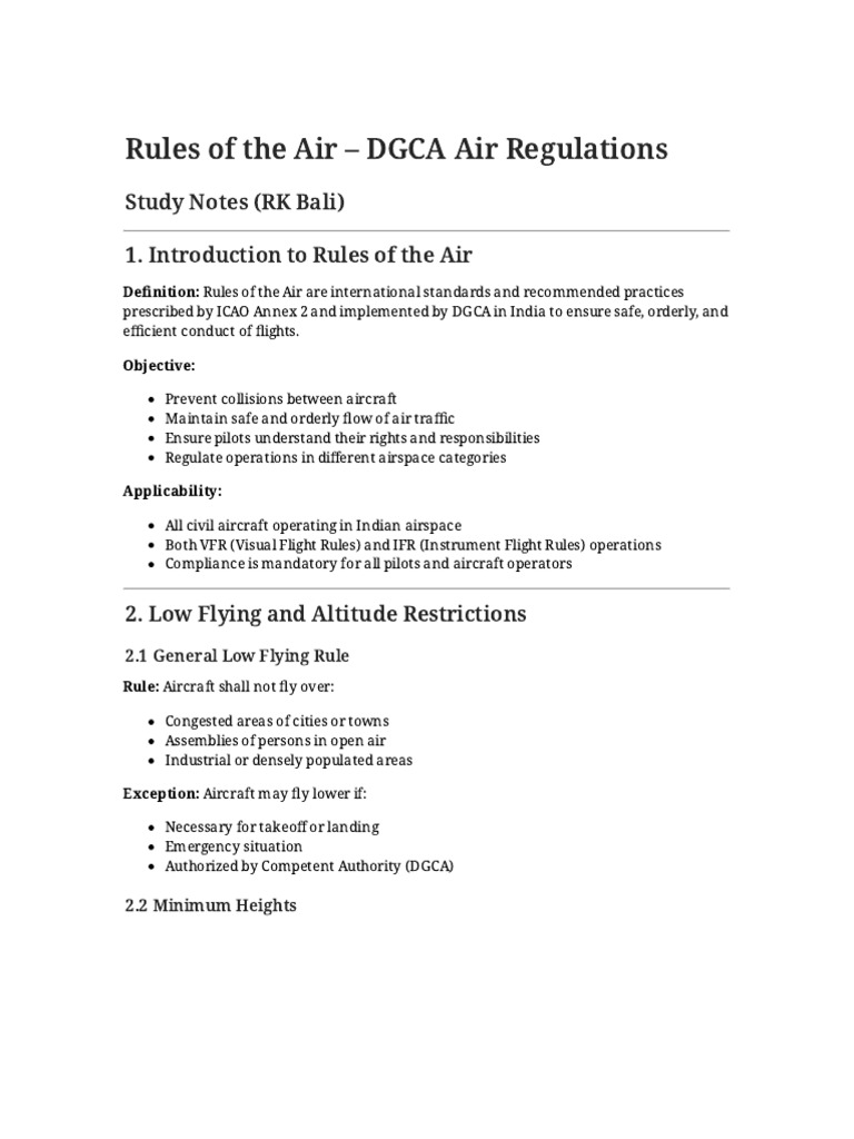 DGCA Rules of the Air Overview | PDF | Instrument Flight Rules | Visual ...