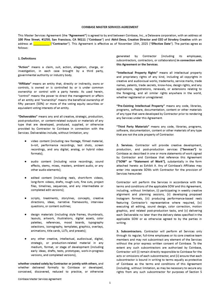 MSA and SOW (Professional Services Agreement) - Akhil Deva - Content ...