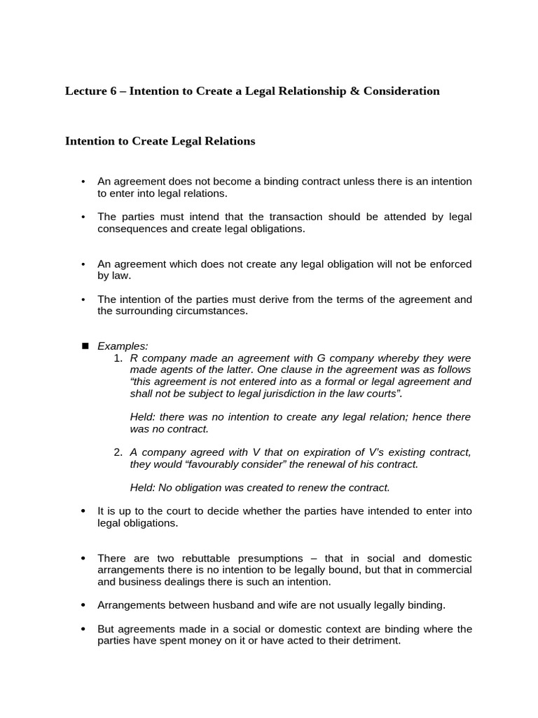 Lecture 6 – ITCLR & Consideration (1) (2) | PDF | Consideration | Private Law