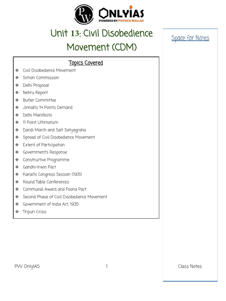 Civil Disobedience Movement Overview | PDF | Mahatma Gandhi | Indian ...