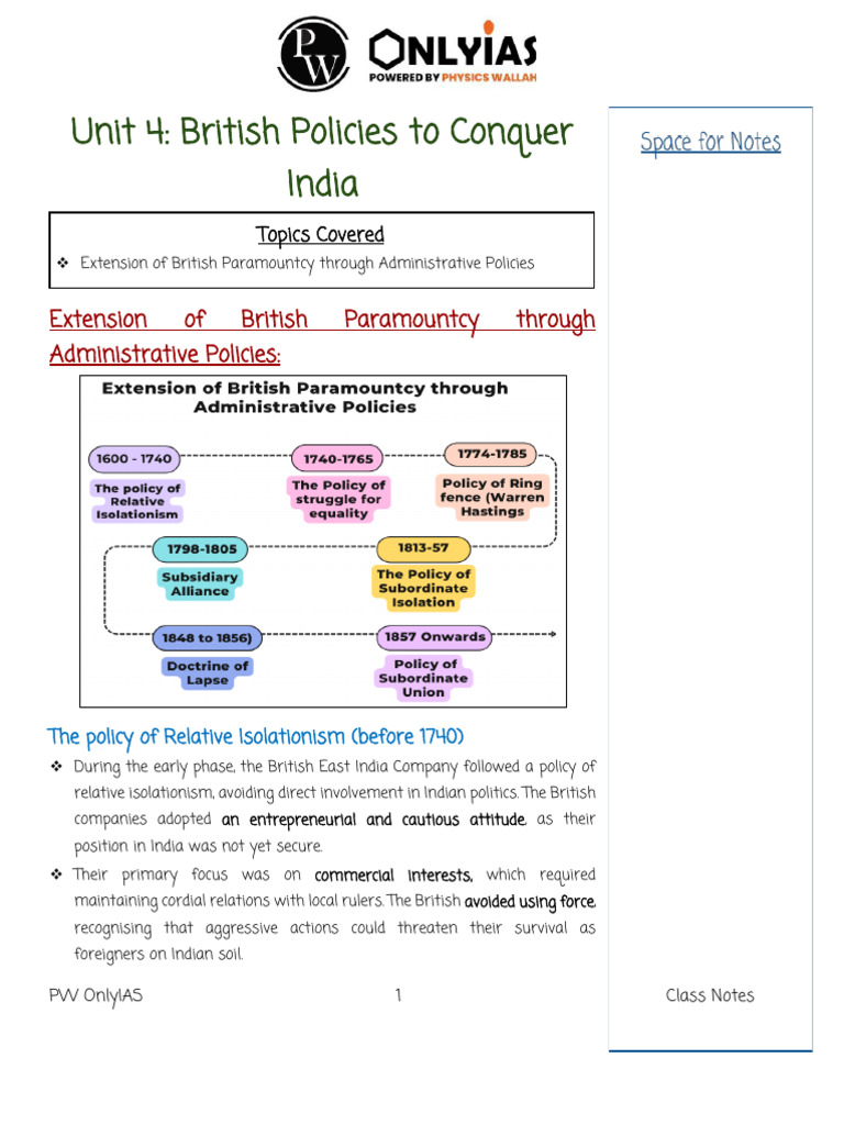 Compilation Notes (Unit 04 British Policies To Conquer India) | PDF ...