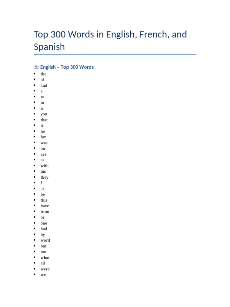 Top 300 Words Trilingual | PDF