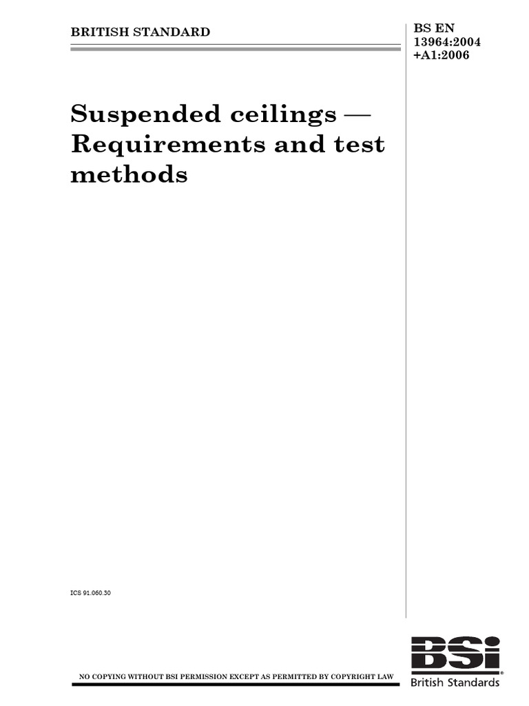 Suspended Ceilings Standard BS EN 13964 | PDF | International ...
