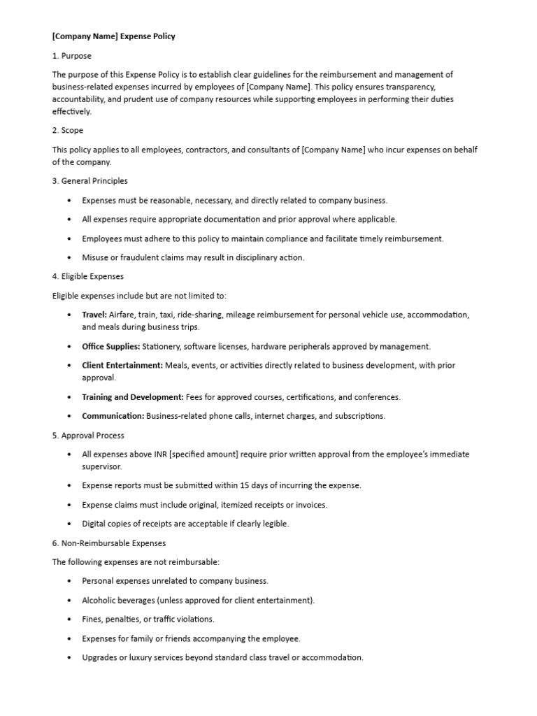 Employee Expense Policy Template | PDF | Regulatory Compliance ...