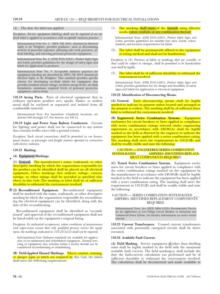2017 NEC Code 2 Extract[49] | PDF | Fuse (Electrical) | Electrical ...