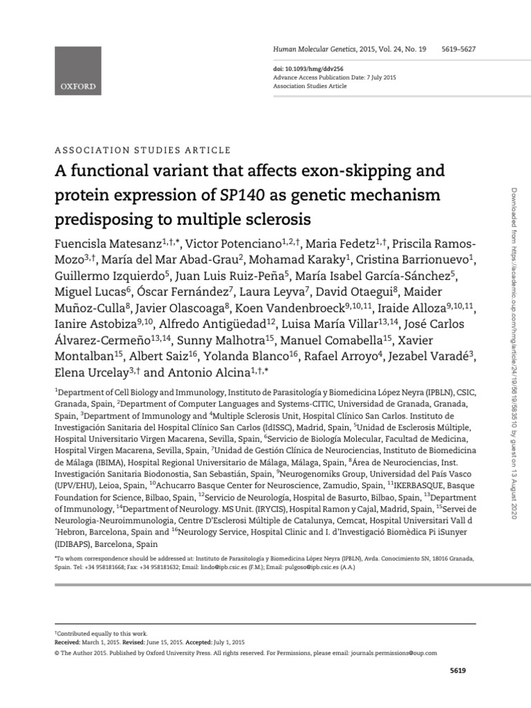 A Functional Variant That Affects Exon-Skipping and Protein Expression ...