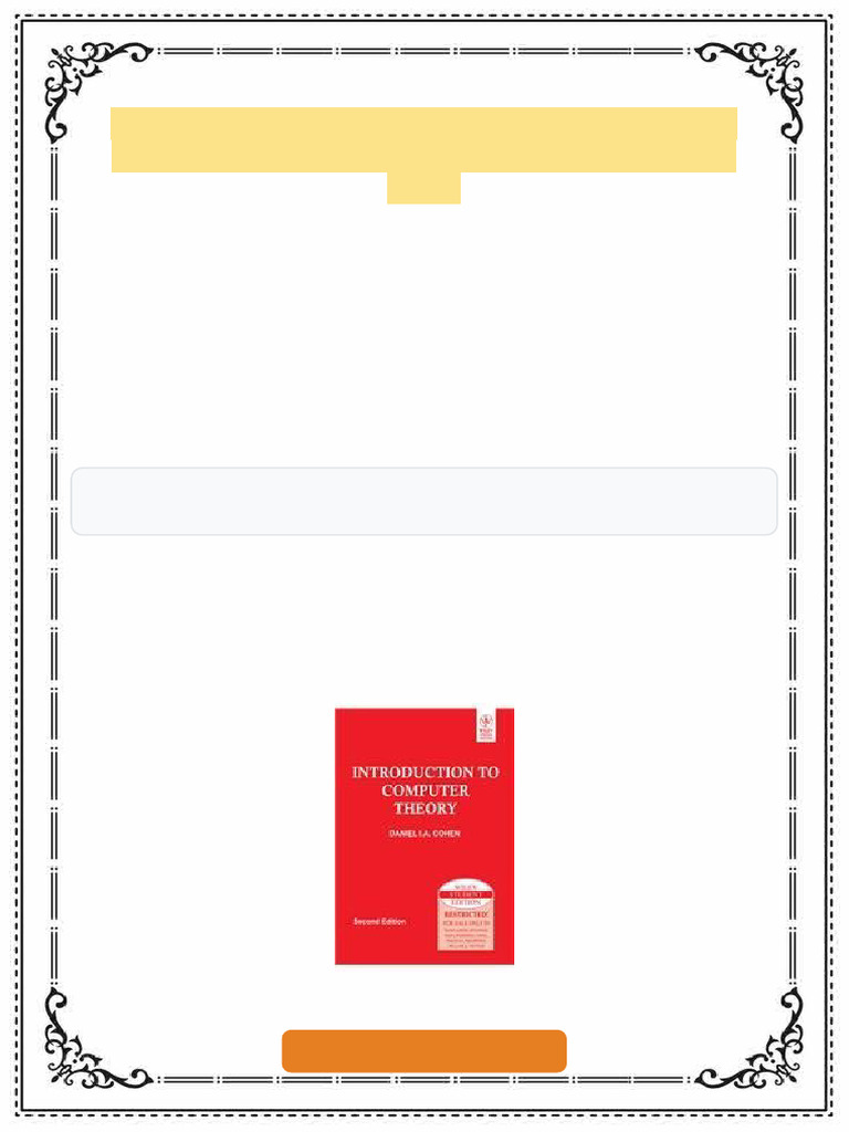 Introduction to Computer Theory Daniel I.A. Cohen ebook fresh digital ...