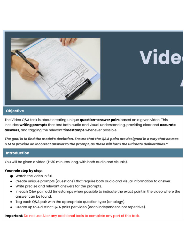 MSPO - 557 Video Questions & Answer Annotation Task - Training Document ...