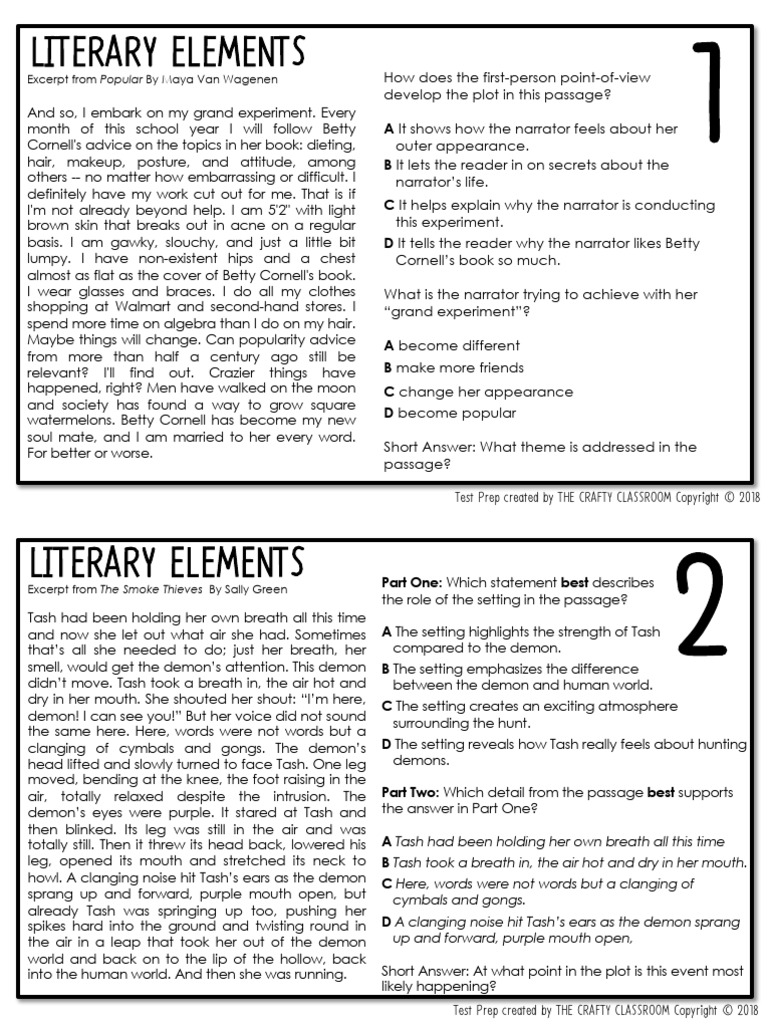 Literary Elements: A B C D | PDF | Jane Eyre