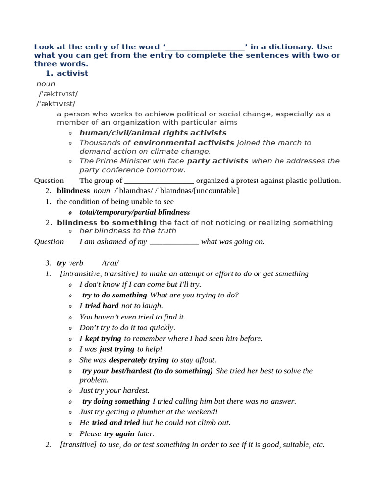 BAI TAP VE the Entry of the Word | PDF | Senses | Psychological Concepts