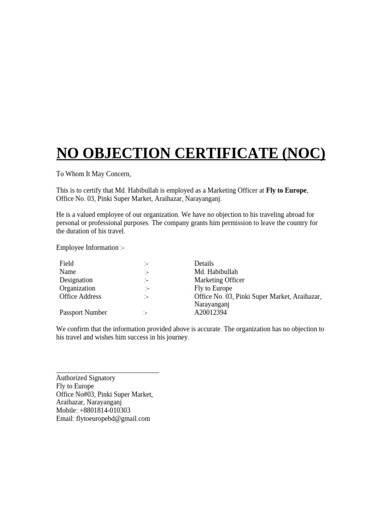 NOC Md Habibullah | PDF