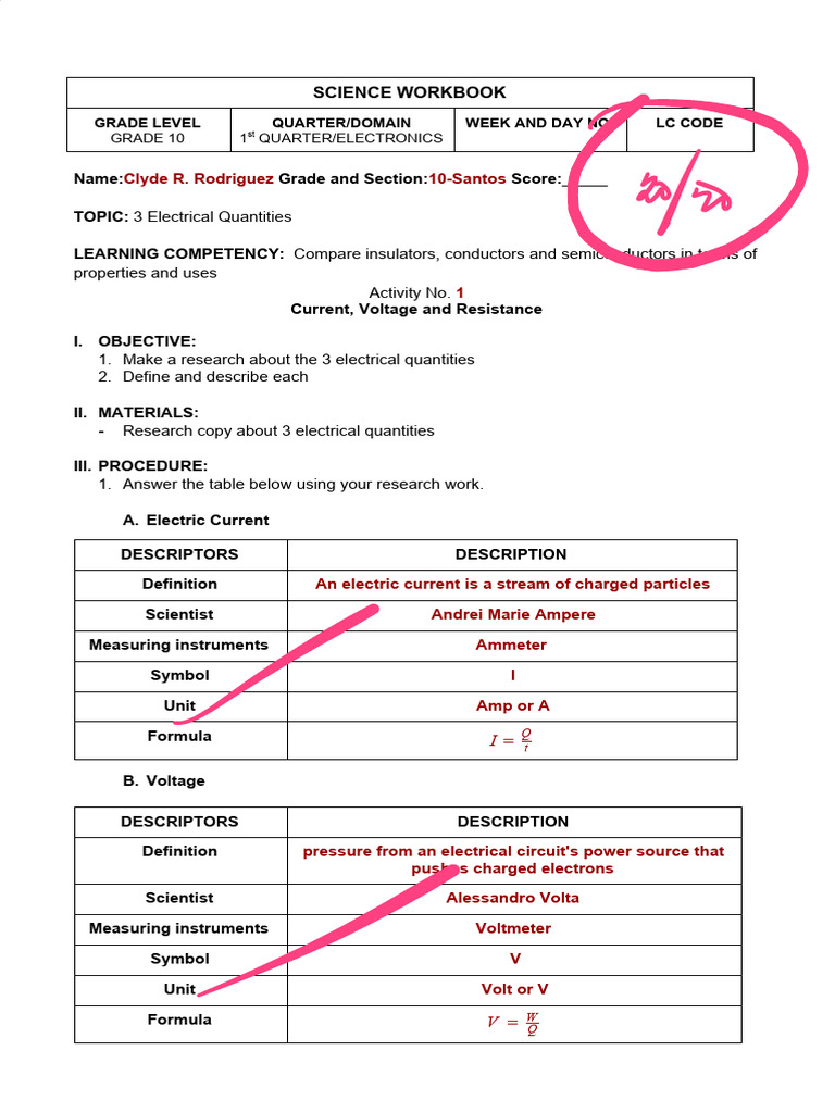 Grade 10 Electronics: Electrical Quantities | PDF | Electric Current ...