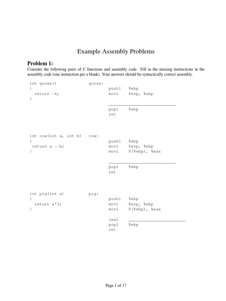 Asm Examples Pdf Instruction Set String Computer Science