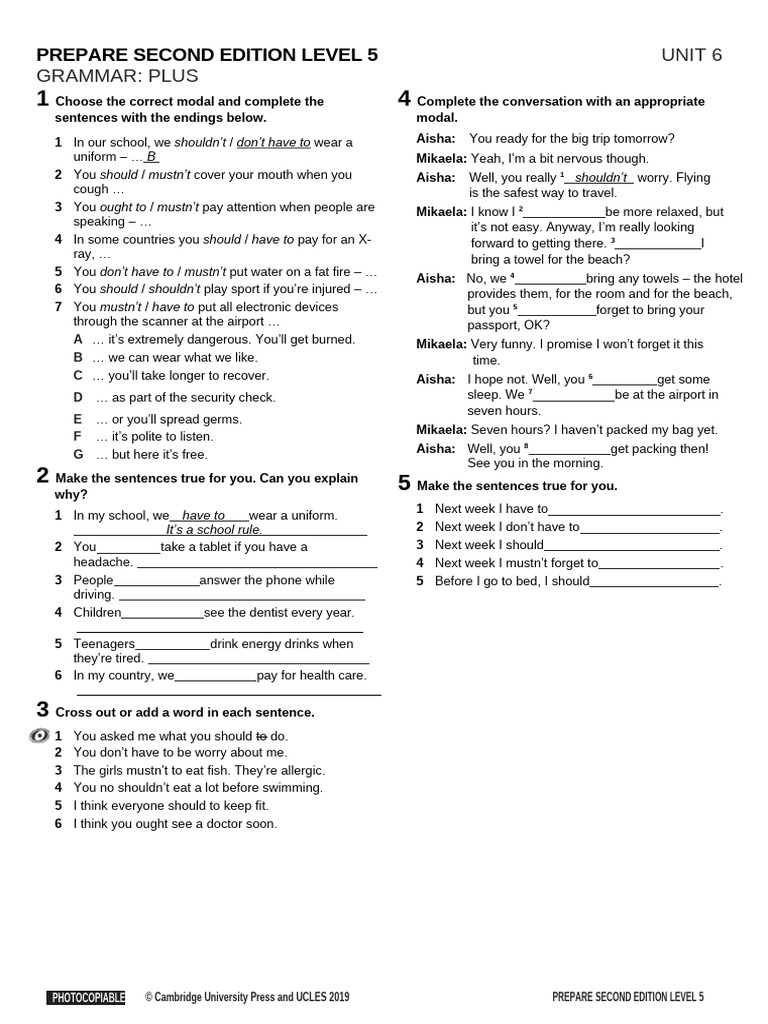 PREPARE 5 Grammar Plus Unit 06 | PDF