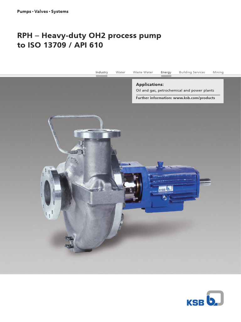 KSB Pump RPH_Brochure-data | PDF | Pump | Bearing (Mechanical)