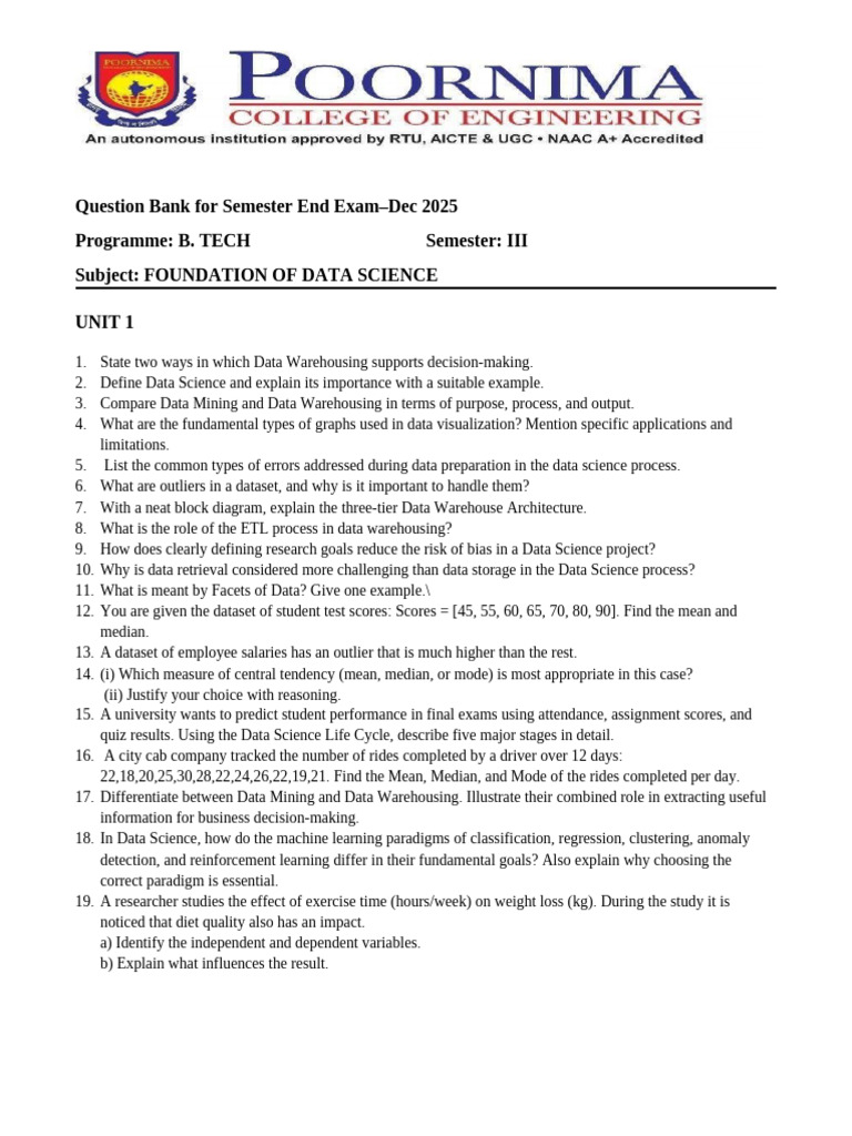 FDS Question Bank | PDF | Probability Distribution | Regression Analysis