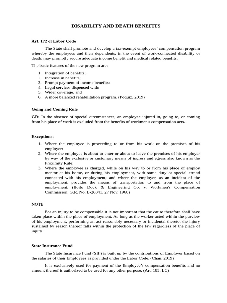 Disability and Death Benefits Overview | PDF