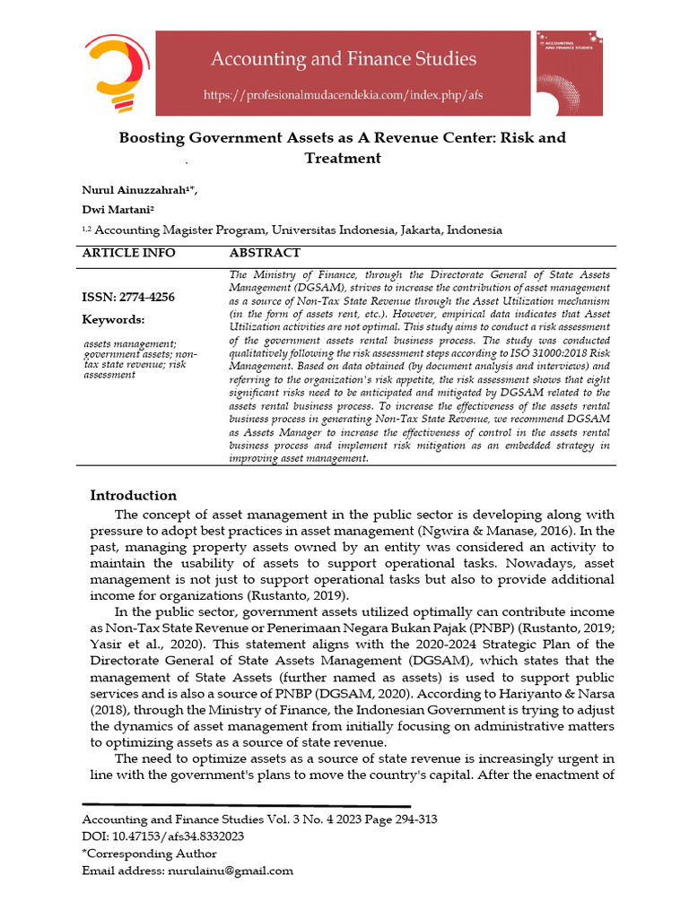 Boosting Government Assets As A Revenue Center Risk and Treatment | PDF ...